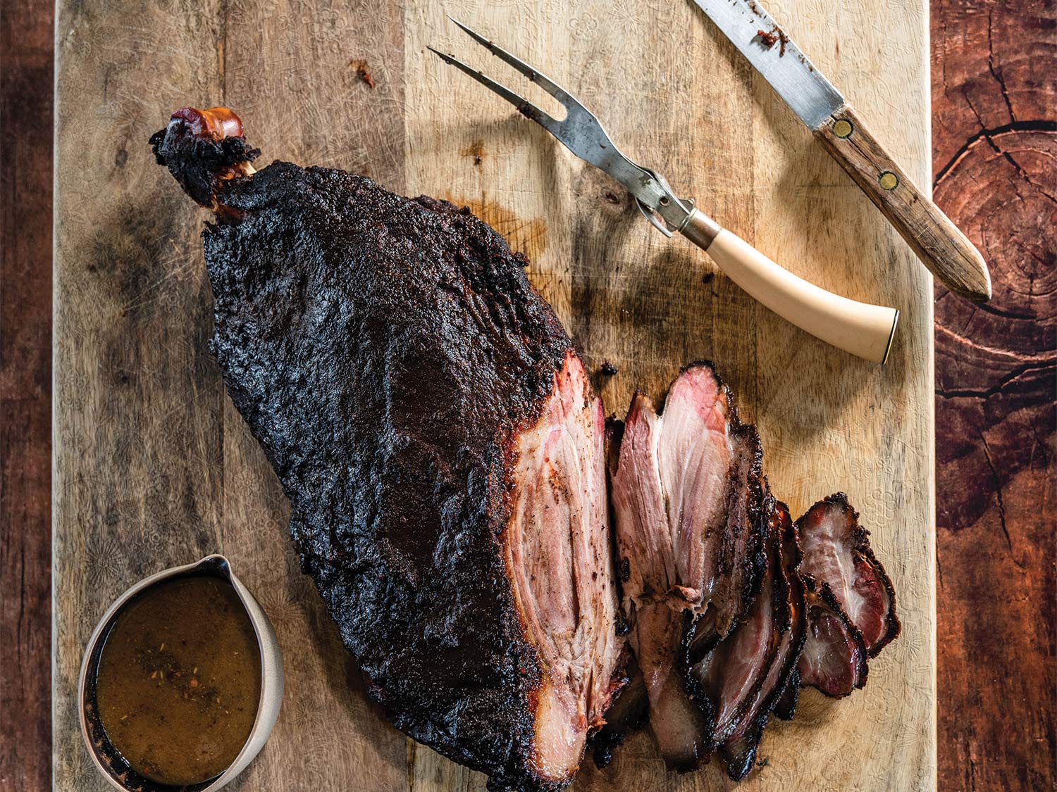 Smoked Wild Hog Shoulder with Carolina Barbecue Sauce Recipe | Marlin