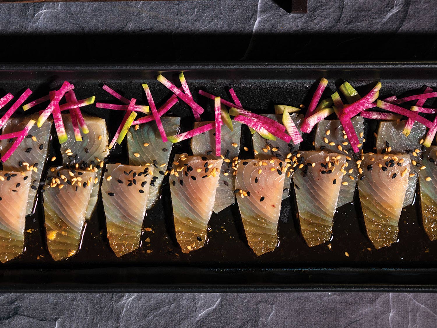 Hamachi Crudo in Chile Yuzu Ginger Sauce Recipe | Marlin